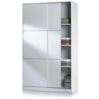 PEGANE Pegane - Armoire dressing modulable 2 portes coulissantes - Dimensions L 120 x H 200 x P 50 cm - M&eacute;lamine blanche - Etag&egrave;res et barre de suspension