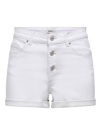 Only Jeansshorts ONLY ONLJESSIE MID VIS BUT SHORTS DNM, Damen, Gr. XL, N-Gr, wei&szlig; denim, Denim/Jeans, Obermaterial: 65% Baumwolle, 18% Polyester, 15% Visko
