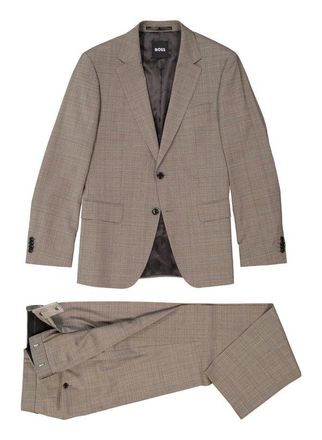 HUGO BOSS Herren Anzug beige,braun kariert Slim Fit