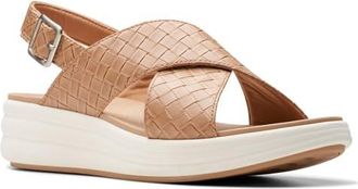 Clarks Sandales compens&eacute;es Drift Sun pour femme, Synth&eacute;tique beige chaud, 38 EU