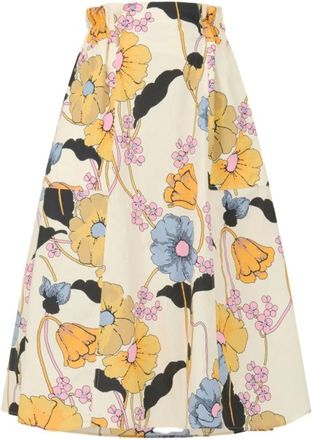 Marni Femme, Jupes, Multicolore, Taille: 38 FR Jupe Midi &Eacute;vas&eacute;e &agrave; Motif Floral