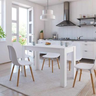 vidaXL Vidaxl - Table &agrave; manger Blanc 120x60x76 cm Bois ding&eacute;nierie