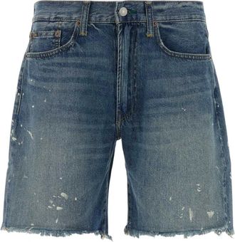 Polo Ralph Lauren Homme, Shorts, Bleu, Taille: W34 Short en denim &agrave; &eacute;claboussures de peinture