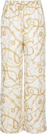 Balmain Femme, Pantalons, Jaune, Taille: 38 FR Pantalon fluide en soie imprim&eacute;e motif Cha&icirc;nes