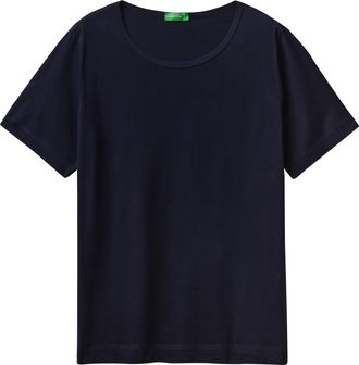 Benetton Damen 31vkd104k T-Shirt, blau, Small