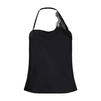Courrèges Femme, Tops, Noir, Taille: 36 FR Haut Noir Asymétrique en Dentelle