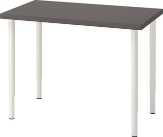 IKEA OLOV/LINNMON Schreibtisch, 100x60cm, Dunkelgrau/Weiß