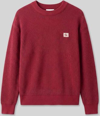 Calvin Klein Jeans Relaxed Fit Pullover aus reiner Baumwolle mit Logo-Stitching