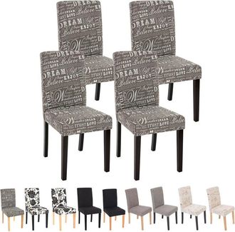 Mendler Mendler - Lot de 4 chaises de séjour Littau, tissu gris words fabric, pieds foncés