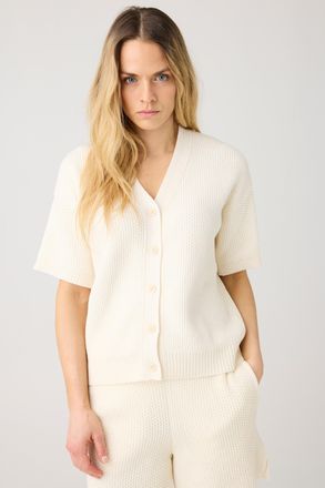 Knowledge Cotton Apparel Damen vegan Strickjacke Egret Wei&Atilde;Y