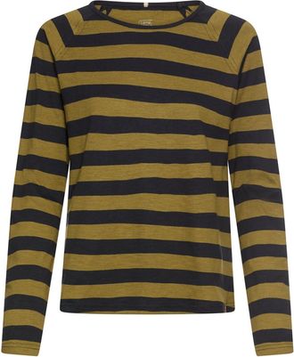 Camel Active Damen Gestreiftes Langarmshirt mit Raglan&auml;rmeln Oliv, womenswear-4XL