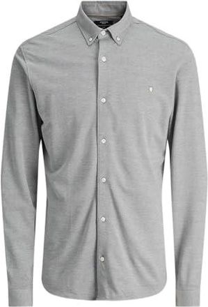 Jack & Jones Jprblublake Pique Detail L/S T-Shirt, Gris, L Hommes