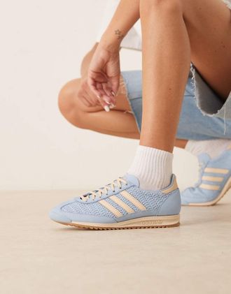 adidas Originals SL 72 OG - Sneaker in Hellbraun und Cremeweiß mit gewebtem Finish-Blau