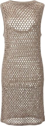 Malo Robe en maille transparente - Femme - Robes - Beige - Taille: 40 FR
