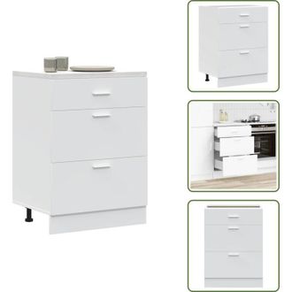 vidaXL K&uuml;chenunterschrank Wei&szlig; Holzwerkstoff - K&uuml;chenunterschrank - K&uuml;chenunterschr&auml;nke - Sp&uuml;lenunterschrank - Unterschrank F&uuml;r K&uuml;che