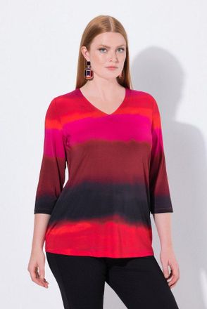 Ulla Popken T-Shirt Slinky-Shirt Farbverlauf V-Ausschnitt 3/4-Arm