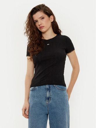 Tommy Jeans T-Shirt DW0DW19493 Schwarz Slim Fit
