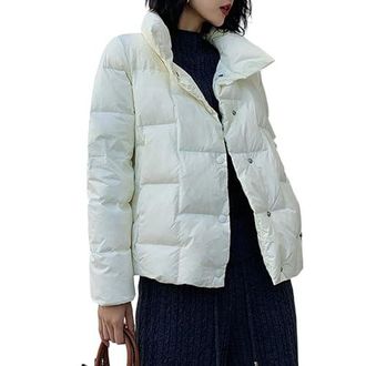 Generic Doudoune matelass&eacute;e dhiver &agrave; manches longues et col montant pour femme, blanc, L