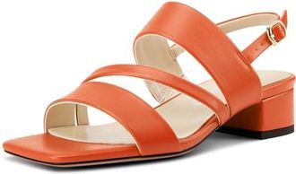 Castamere Femmes Slingback Bas Bloc Chunky Talon Heel Ouvert Carré Bout Dress Sandales Décontracté Bureau Été Chaussures 3.5 CM Heels Orange 39 EU