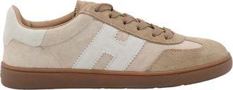 Hogan Low-Top Sneaker - Beige Suede Sneakers With Contrasting White Logo - Gr. 35 (EU) - in Beige - f&uuml;r Damen