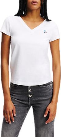 Karl Lagerfeld Karl Lagerfeld Jeans Slim V-Neck Tee, Women, White, T-Shirt