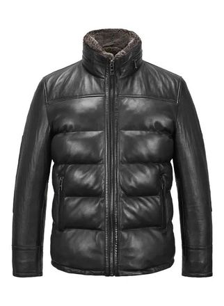 Milestone Herren Lederjacke schwarz Lammnappa