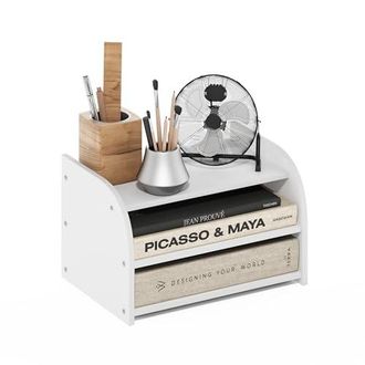 Furinno Classic 3-stufiger Schreibtisch-Organizer, Wei&szlig;