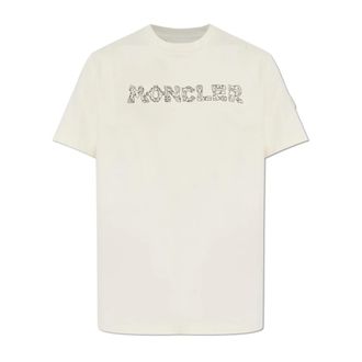 Moncler T-Shirt mit Sticklogo - - Tops - Herren - Beige - XL