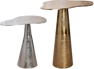 Gilde 2er Set Beistelltisch Organica aus Aluminium - organische Form - metallische Optik - goldfarben/silberfarben - H&ouml;he 59cm x Breite 58cm