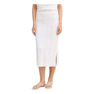 Joseph Ribkoff Gerippter Midirock mit hohem Bund - - Skirts - Damen - Wei&szlig; - 2XL