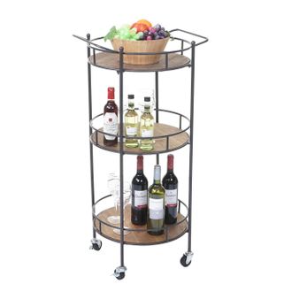 Mendler Servierwagen HWC-A43, Barwagen Teewagen, Tanne Holz massiv Vintage 100x50x43cm