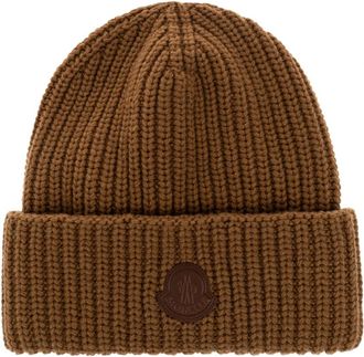 Moncler Wollm&uuml;tze mit Logo - - Accessories - Damen - Braun - ONE SIZE