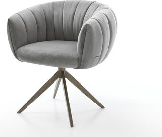 DELIFE Drehstuhl Jada-Flex Samt Grau Kreuzgestell breit Effektfinish Titan 360&deg; drehbar Wippfunktion Taschenfederkern, Esszimmerst&uuml;hle