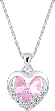 Elli Halskette Damen Herz Glamour mit Kristallen Rosa in 925 Sterling Silber