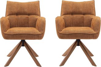 M&ouml;belando Armlehnstuhl >Marilla< 2er-Set mit 360&deg; Drehfunktion, Auto Return, Chenille-Bezug in Rost, Spidergestell aus Massivholz, FSC Zertifiziert, Taschenfede