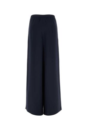 Max Mara Womens Navy Blue Silk Volonta Wide-Leg Pant Blu Marino Exterior: Pantaloni Trousers