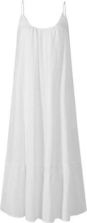 Generic Robe Longue dété pour Femme, Bretelles Spaghetti, Style bohème décontracté, Dos Nu, Volants, Grande Taille, Coupe Ample, Fluide, Tendance 2025