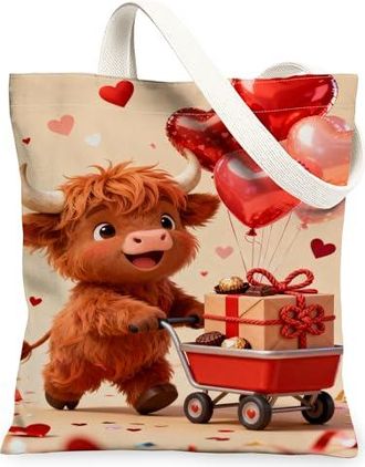 Generic Sacs fourre-tout r&eacute;utilisables en toile avec motif de coeur, pour la Saint-Valentin, l&eacute;gers et lavables pour les voyages, Rouge, 13x15 Inch