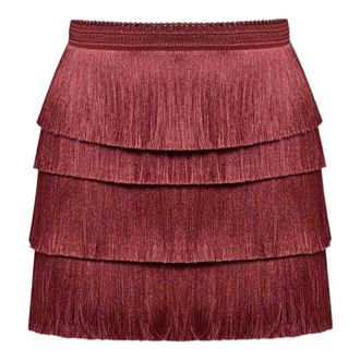 PatBo Patbo - Jupe Ambre &agrave; Franges - Femme - Jupes - Brun - Taille: 34 FR