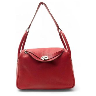 Herm&egrave;s Crossbody Bags - HERMES LINDY 30 HANDTASCHE AUS CLEMENCE-LEDER ROT - Gr. unisize - in Rot - f&uuml;r Damen