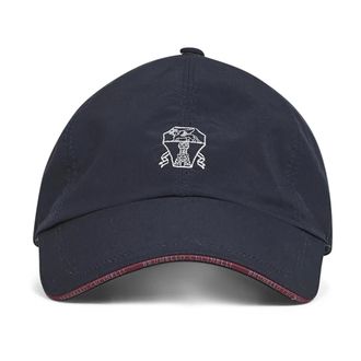 Brunello Cucinelli Homme, Accessoires, Bleu, Taille: L Casquette de baseball avec &eacute;cusson brod&eacute;