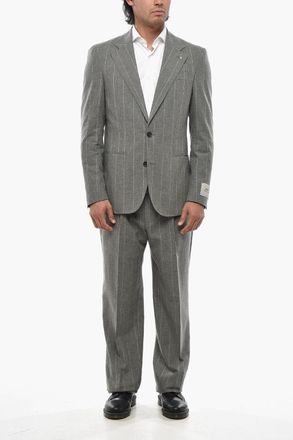 Corneliani CC COLLECTION Zweiknopf-Anzug im Nadelstreifen mit klassischem Revers und doppeltem Seitenschlitz Corneliani