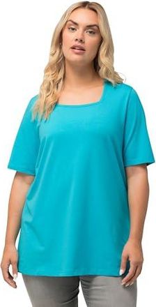 Ulla Popken Femme Grandes Tailles T-Shirt Basic, Ligne A, Encolure carrée Aqua foncé 50+ 807286740-50+