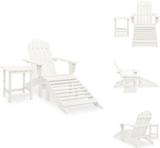 vidaXL Adirondack-Gartenstuhl mit Fu&szlig;st&uuml;tze & Tisch Tannenholz Wei&szlig; - Gartenstuhl - Holz Gartenm&ouml;bel - Esszimmerstuhl - Outdoor M&ouml;bel - Tannenholzm&ouml;bel