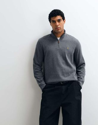 Polo Ralph Lauren sweat-shirt zipp&eacute; au quart &agrave; logo icon estate en gris chin&eacute;