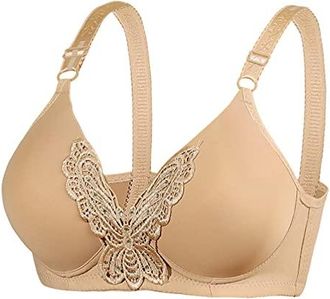 Generic 2026 Soutien-gorge pour femme sans anneau en acier fin, couleur unie, brod&eacute;, d&eacute;coration respirante, sous-v&ecirc;tements confortables, kaki, 66