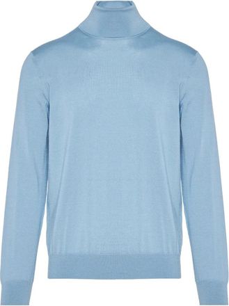 Ermenegildo Zegna Homme, Pulls, Bleu, Taille: XL Cashmere Silk Rollneck Sweater