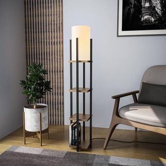 Opviq Elegant Floor Lamp with Metal Body, Black & Gold, 130 cm Height | E27 Socket, 40W Max, IP20 | Stylish Lighting for Modern Home & Office Spaces