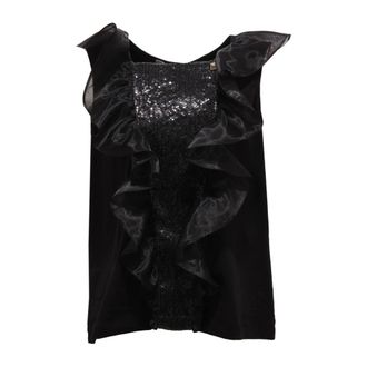 Elisabetta Franchi Femme, Tops, Noir, Taille: 44 FR Canotta Paillettes