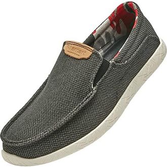 Rismart Slip on Loafers pour Homme Toile Antidérapant Moelleux Chaussures de Marche (Gris Foncé,43.5 EU)